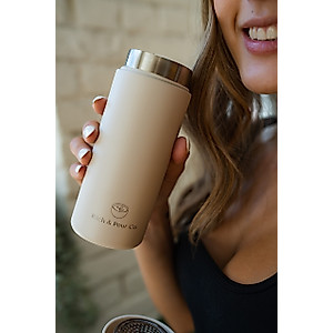 Insulated Tea Infuser Tumbler Thermos - Stainless Steel Travel Tea Mug with Lid | Cold Brew Coffee Mug Flask (RP24)