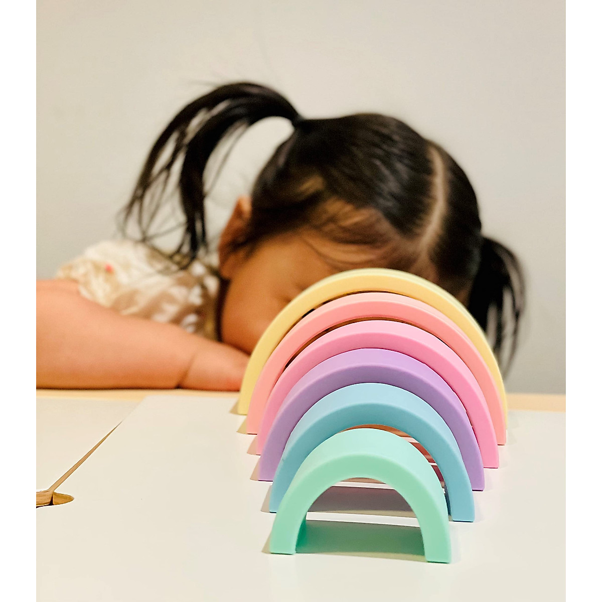 ANPEI Lelolo Silicone Baby to Toddler Rainbow Stacking Toy Silicone | from 0+ Months | Small