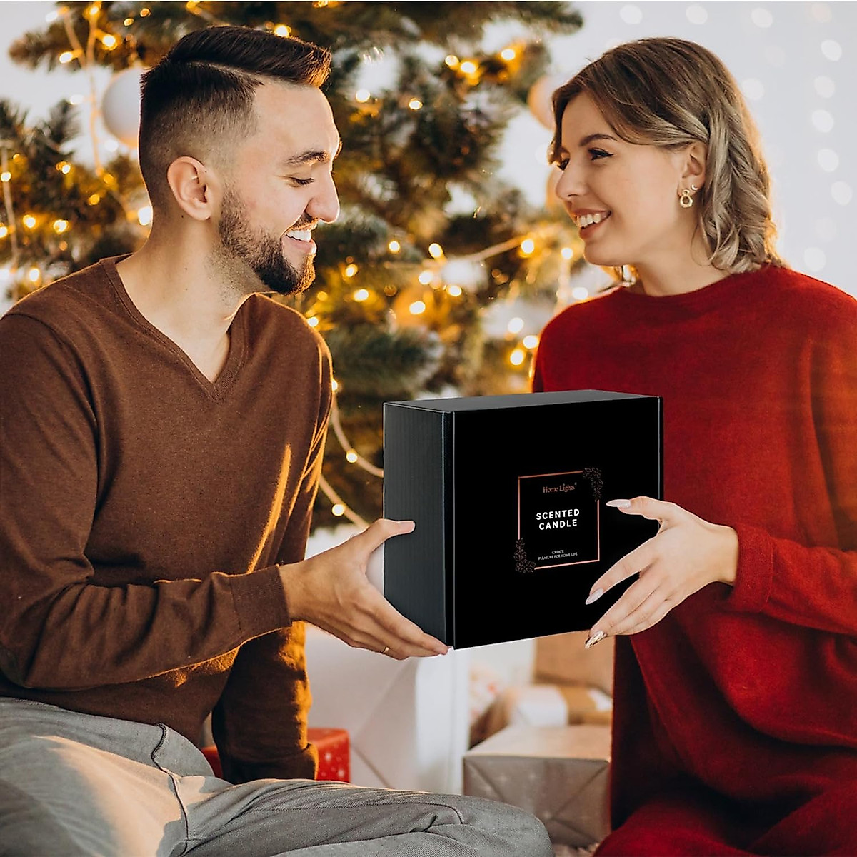 4 Pack Scented Candles Gifts Set, HomeLights Aromatherapy Candles for Home Decoration, Natural Soy Wax, Over 140 Hours Burn of Time (Woody+Gourmand)