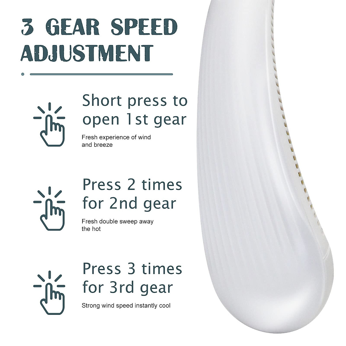 MYMULIKE Neck Fan Personal Fan Portable, Air Conditioner Fan, Wearable Cooling Hanging Neck Fan for Travel, Hands Free Bladeless Fan, 4000mAh USB Rechargeable, Up to 16Hrs Use Time