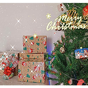 shareluck 100ft x 31.5’’ Christmas Cellophane Wrap Roll - Xmas Cellophane Wrap for Christmas to Wrap Gift Basket, Treat, Wine, Party Decoration. (31.5 Fold into 16”)