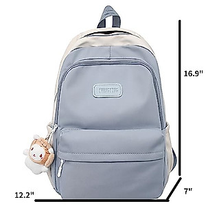 MAGSKY Aesthetic Backpack Cute Kawaii Backpack Large Capacity Casual Travel Mochilas Daypacks (Blue)
