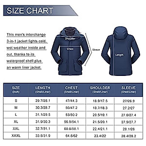 CAMEL CROWN Mens 3-in-1 Ski Jacket Waterproof Winter Coat Warm Mountain Snow Jacket for Rain Outdoor Hiking