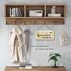 Bee Decor-Bee Nice or Buzz Off Sign 6x12 Inch |HD Pictures Wall Art Prints Farmhouse Decorative Hanging Wood Signs for Home Bathroom Living Room Office,Coffee Bar