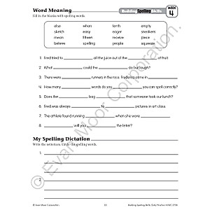 Evan-Moor Building Spelling Skills, Grade 4 - Homeschooling & Classroom Resource Workbook, Reproducible Worksheets, Teaching Edition, Spelling Strategies, Reading and Writing Skills