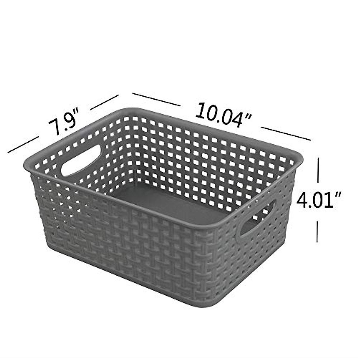 Sandmovie Grey Plastic Rattan Storage Baskets, 6 Packs