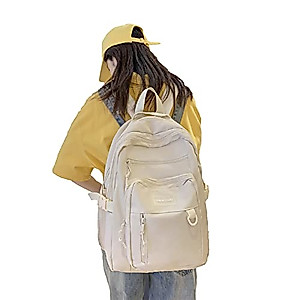 PRAGARI Kids Backpack for School Cute Aesthetic Beige Backpack Girls Student Bookbag Women Travel Lightweight Book Bag