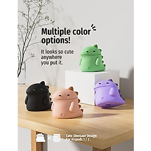 ELETIUO Case Compatible with Apple Airpods 1st&2nd Generation, Unique Soft Silicone Skin Charging Case Cartoon Cute Dinosaur Design Protective Cover for Girls Kids and Women Men,Green
