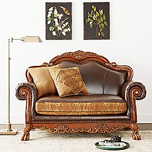 ACME Dresden Loveseat with 2 Pillows, Chenille PU Finish