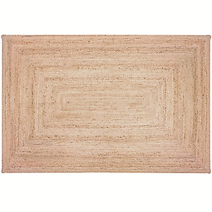 RAJRANG Natural Jute Rug 5 x 8 feet - Vintage Braided Large Area Rug Reversible Rectangular Carpet for Home Decor Natural Fibers, Eco-Friendly Chic Design