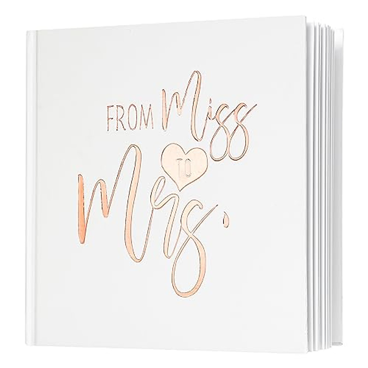 Calculs Rose Gold Bachelorette Party Sign in Book Bridal Shower Guest Book 'from miss to mrs' Picture Book Polaroid Blank Pages for Instant Film 8.5” Square White Cover Rose Gold Foil Stamping