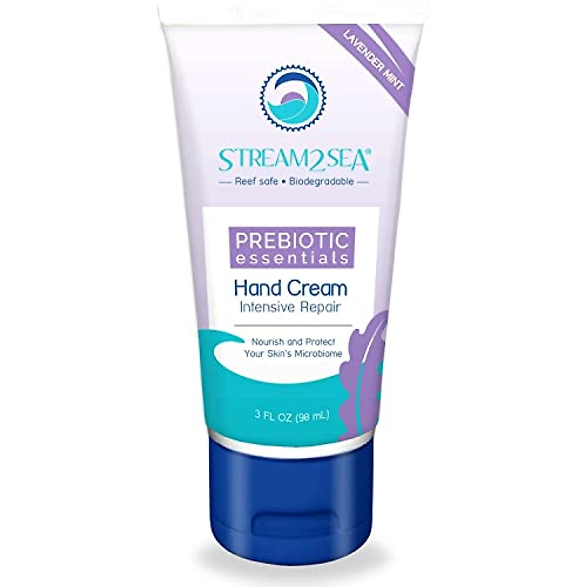 Lavender Mint Prebiotic Intensive Repair Hand Cream | Hydrate, Protect & Moisturize Daily with Antioxidant Rich Reef Safe Natural and Paraben Free Moisturizing Hand Cream | 3 Fl oz by Stream2Sea