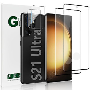 AFSKU Galaxy S21 Ultra 5G Screen Protector, 9H Tempered Glass Scratch Resistant, Ultrasonic Fingerprint Support, 3D HD Curved,for Samsung Galaxy S21 Ultra 6.8 Inch Screen Protector