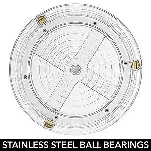 mDesign Spinning 3-Tier Lazy Susan 360 Rotating Makeup Organizer Storage Tower - Beauty Cosmetic Organization Caddy for Bathroom Vanity, Countertop, Makeup Table - Ligne Collection - Clear/Soft Brass