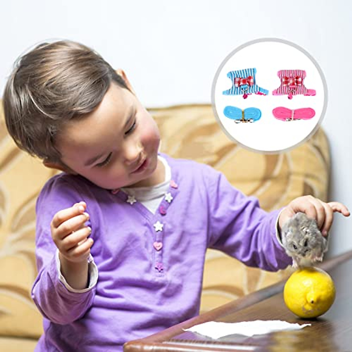 ULTECHNOVO 2 Sets of Guinea Pig Harness and Leash Rabbit Kitten Harness Cat Leash Bunny Running Walking Jogging Harness Leash for Ferret and Small Pet S Blue Pink