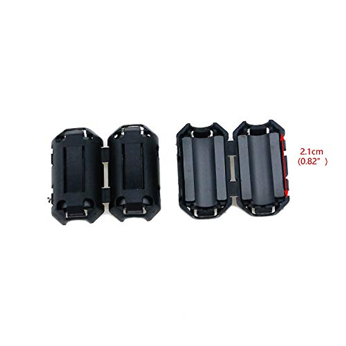 Quluxe 7mm Ferrites Ring Double Clip-on Ferrite Ring Core RFI EMI Noise Suppressor Cable Clip for Video Cable, Coax Cable, Power Cable, Black (Pack of 20)