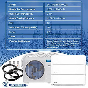 Mr Cool DIYM327HPW00C28 DIY Multi-Zone Series Ductless Heat Pump, White