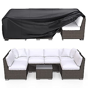 BROSYDA Patio Furniture Covers, Heavy Duty 600D Outdoor Furniture Cover Waterproof, Sectional Sofa Set Covers Table and Chair Set Covers 124" L × 71" W × 29"