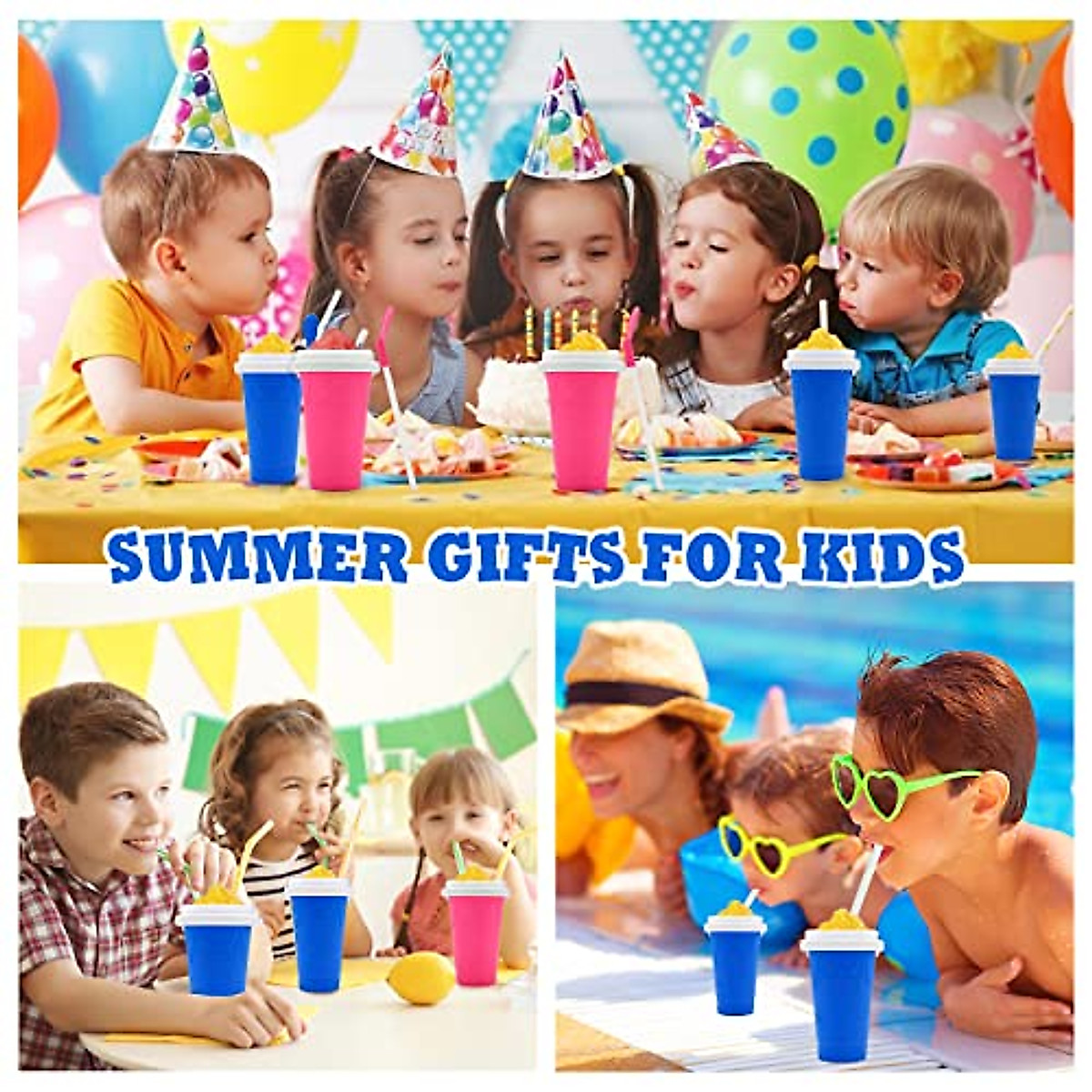 Slushy Cup Slushie Cup Maker, Slushy Maker Cup Magic Frozen Squeeze Ice Cup Tiktok Cool Stuff,Slushie Cups with Lids And Straws,Slush Cup Summer Homemade DIY Smoothies Slushies Cups Slushy Machines (blue)