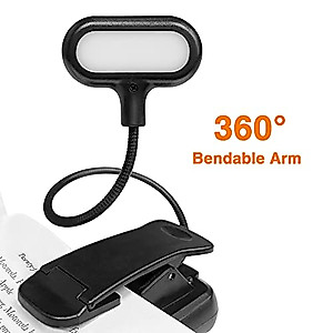 Briignite Book Light, Reading Light, 14 LED Rechargeable Book Reading Light, 5 Colors, 4 Brightness Levels, Lightweight Clip on Book Light for Reading in Bed, Perfect Booklight for Book Lovers, Black