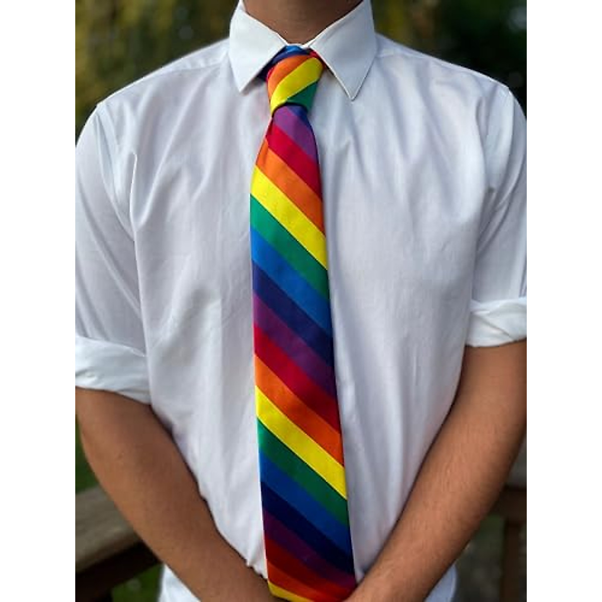 tiemart Striped Tie (Rainbow)