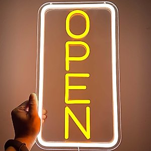 Neon Open Sign, Open Sign Led, 9" x 16" Dimmable Open Sign, Ultra Bright Open Signs for Business, USB Powered Led Light Sign for Party Bar Stores Wall Decor