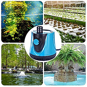 nongovee Aquarium Submersible Pump: 600GPH 2300L/H 45W Adjustable Displacement with 6ft Power Cord for Garden Waterfalls | Pool Covers | Hydroponics | Fish Tanks | Small Ponds | Fountains