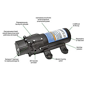 Everflo EF1000-AMZ 12V Diaphragm Pump, Black