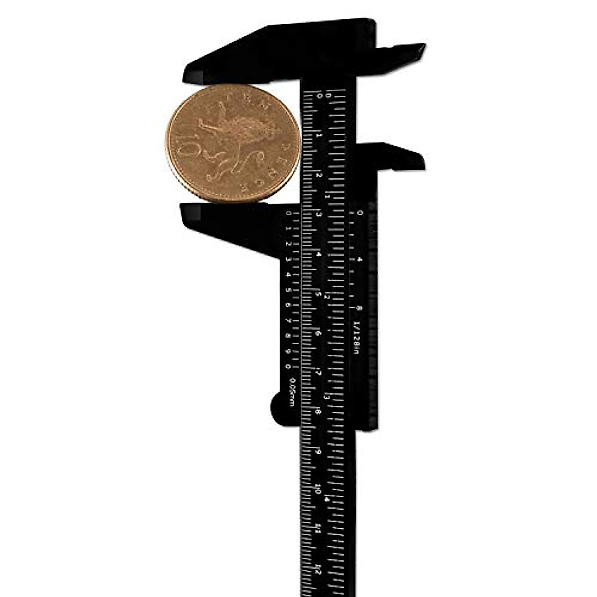 Honoson 10 Pieces 150 mm Mini Plastic Caliper Vernier Caliper Double Scale Sliding Gauge Measuring Tool for Student Office, 0-6 Inch, Black