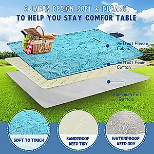 ZOMAKE Picnic Blankets Waterproof Foldable,79"x79" Concert Blanket,Beach Blanket,Yard Blanket,Outdoor Grass Blanket - Sandproof - Large (Peacock Blue)