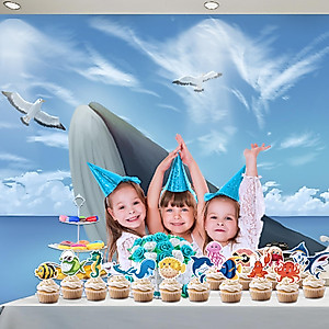 Plorbach 48 Pcs Ocean Animal Cupcake Toppers Under The Sea Creature Cake Decorations Marine Sea Fish Cake Topper Picks For Ocean Sea Theme Birthday Party Supplies Baby Shower Decorations