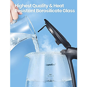 COMFEE' Rice Cooker Small, 8 Cups Cooked(4 Cups Uncooked) 6-in-1 Stainless Steel Multi Cooker, Slow Cooker, Steamer & COMFEE' Glass Electric Tea Kettle & Hot Water Boiler, 1.7L Bundle