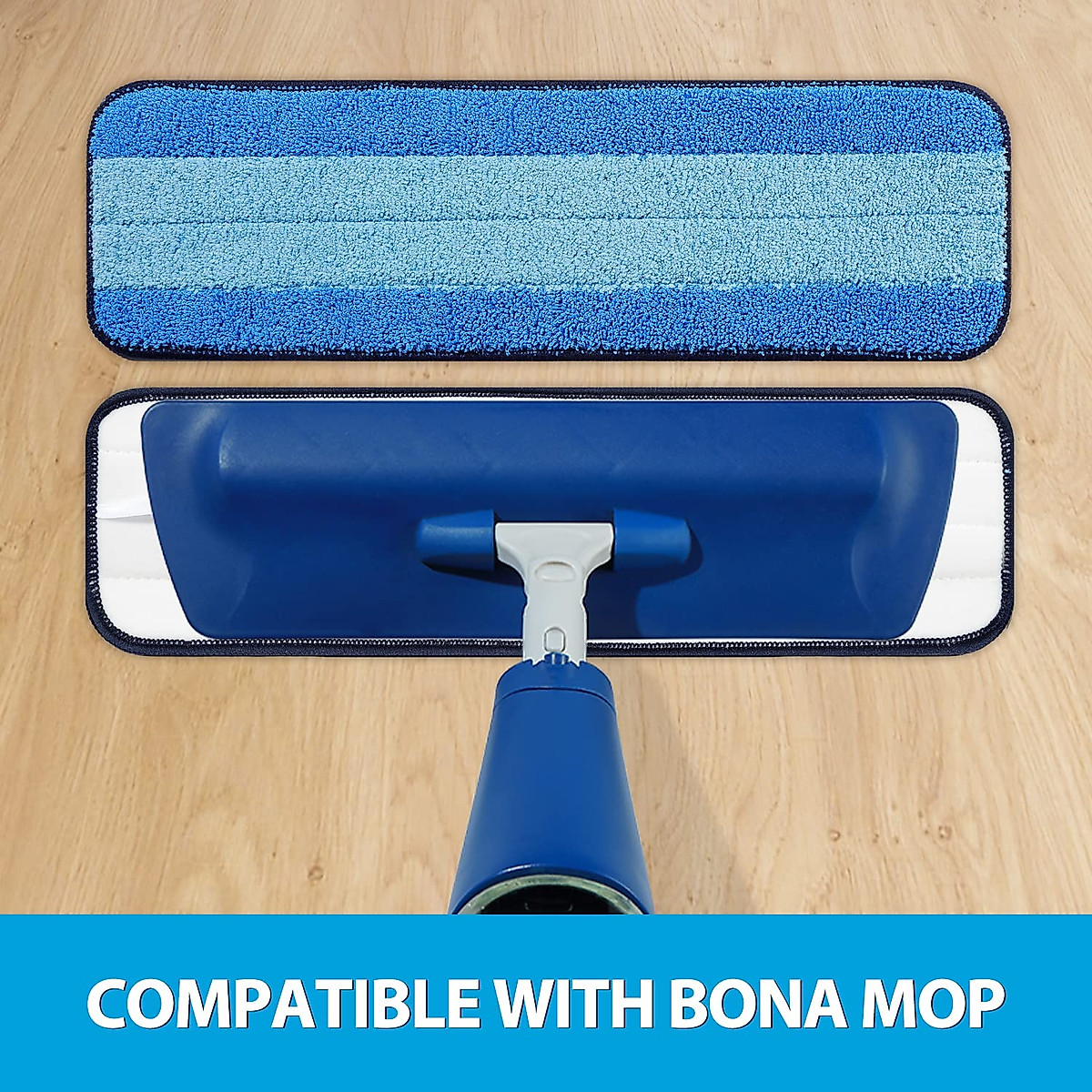 3 Pack Microfiber Cleaning Pads for Bona Mop, Safe for Hardwood and Hard-Surface Floors, Reusable Microfiber Mop Pads for 18 Inch Mop, No Residue, Super-Absorbent, Over 500 Machine Washes, Mr. Scrub
