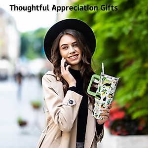 sgqjdpmc 40 oz Cat Tumbler with Handle Straw Lid 40oz Cat Themed Gifts Steel Insulated Travel Coffee Cup