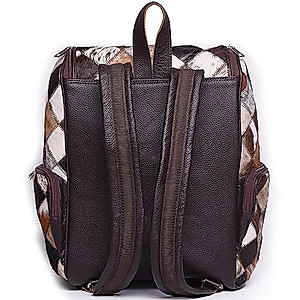 Hammi Cowhide Leather Backpack, Leather Backpack for Women, Genuine Cowhide Backpack, Diaper Bags, Premium Cowhide Diaper Bag (Dark Brown)