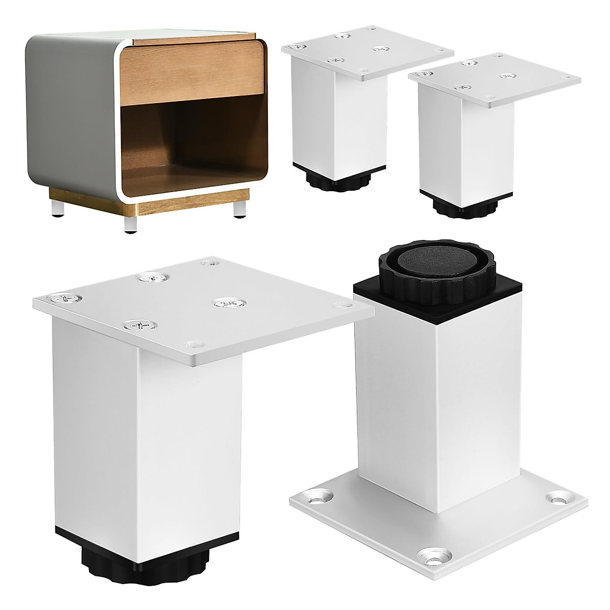 4pcs Furniture Leveling Feet Shelf Legs Furniture Levelers Leveling Feet Heavy Duty Table Stabilizers Legs Cabinet Legs Screw in Table Feet Leveling Adjustable Furniture Feet