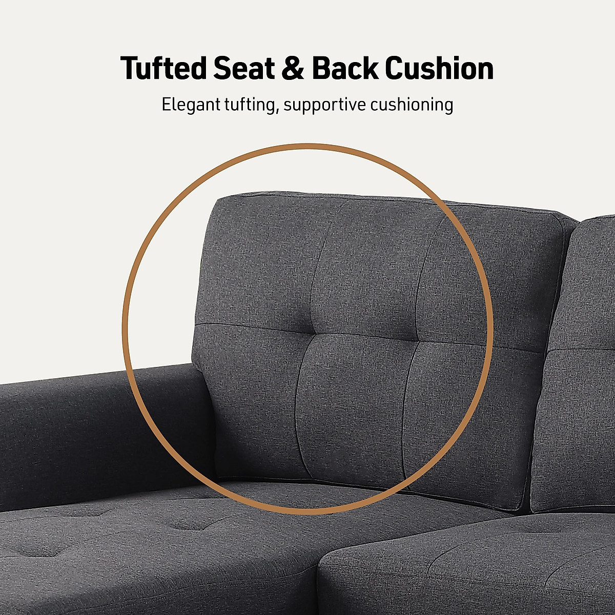 Lilola Home Lucca Dark Gray Linen Reversible Sleeper Sectional Sofa with Storage Chaise