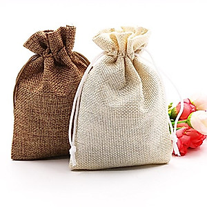 SumDirect Small Burlap Gift Bags - 20Pcs 4x6inch Mixed Color Jewelry Pouches with Drawstring, Reusable Linen Gift Bags for Wedding, Party, Valentine, Christmas