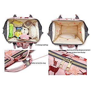 Starte Deer Cartoon Diaper Bag for Mom/Dad,Waterproof Travel Backpack,Spacious Tote Shoulder Bag Organizer,Pink