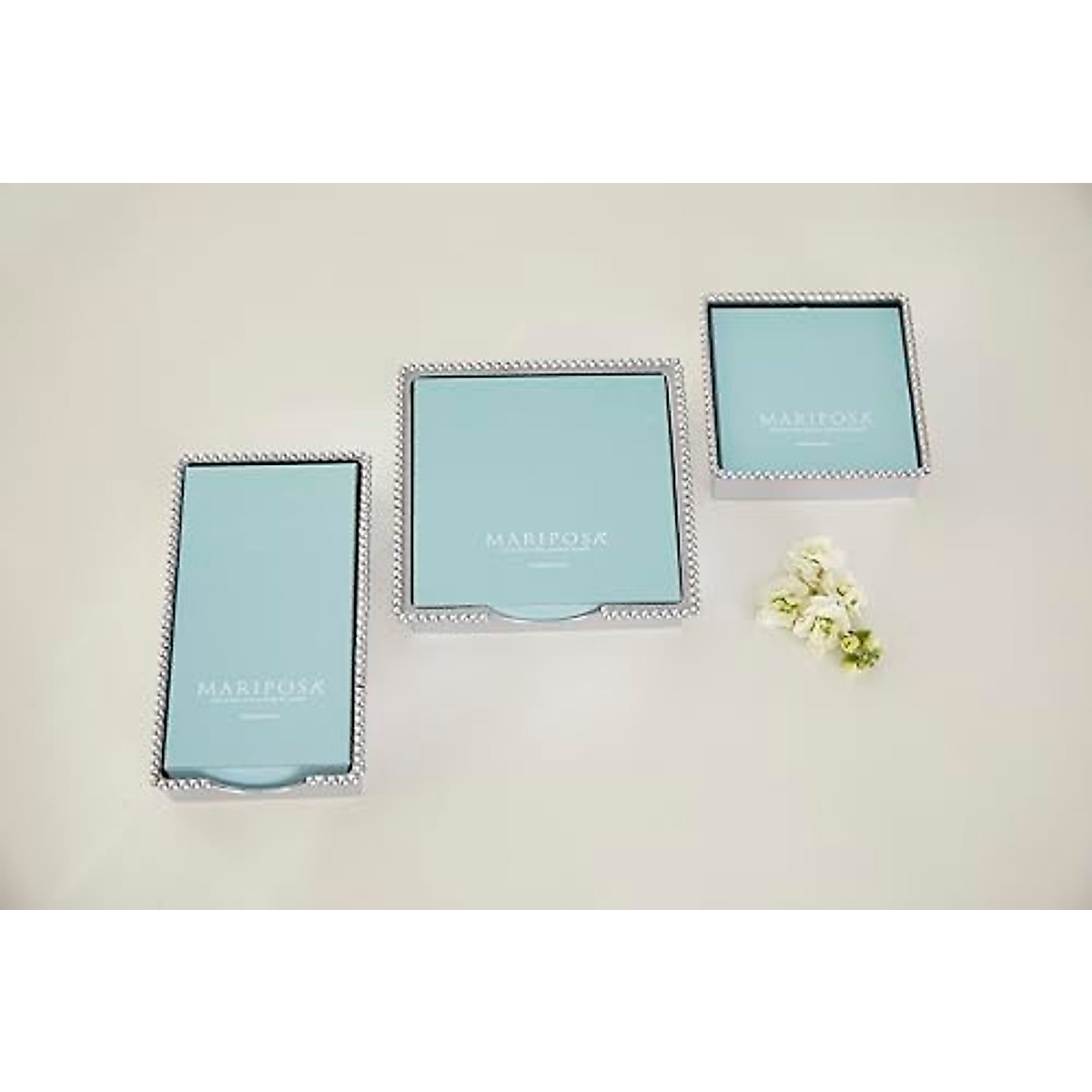 Mariposa Beaded Guest Towel Box, One Size, Aluminum