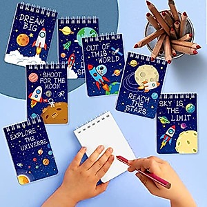 Outer Space Mini Notebook 32 Pack Kids Space Party Favor Galaxy Goodie Bags Solar System Science Astronaut Rocket Planet Small Spiral Pocket Notepads for Boys Girls Space Theme Birthday Party Supplies