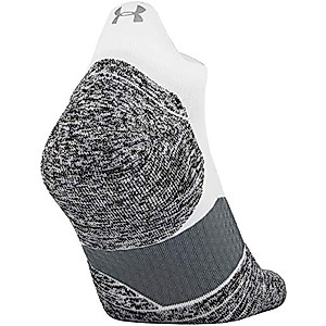 Under Armour Unisex-Adult Run Cushion No Show Tab Socks, Multipairs , White/Pitch Gray (1-Pair) , Medium