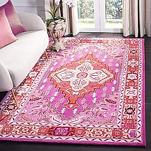 SAFAVIEH Bellagio Collection 8' x 10' Red / Pink BLG545B Handmade Medallion Premium Wool Area Rug