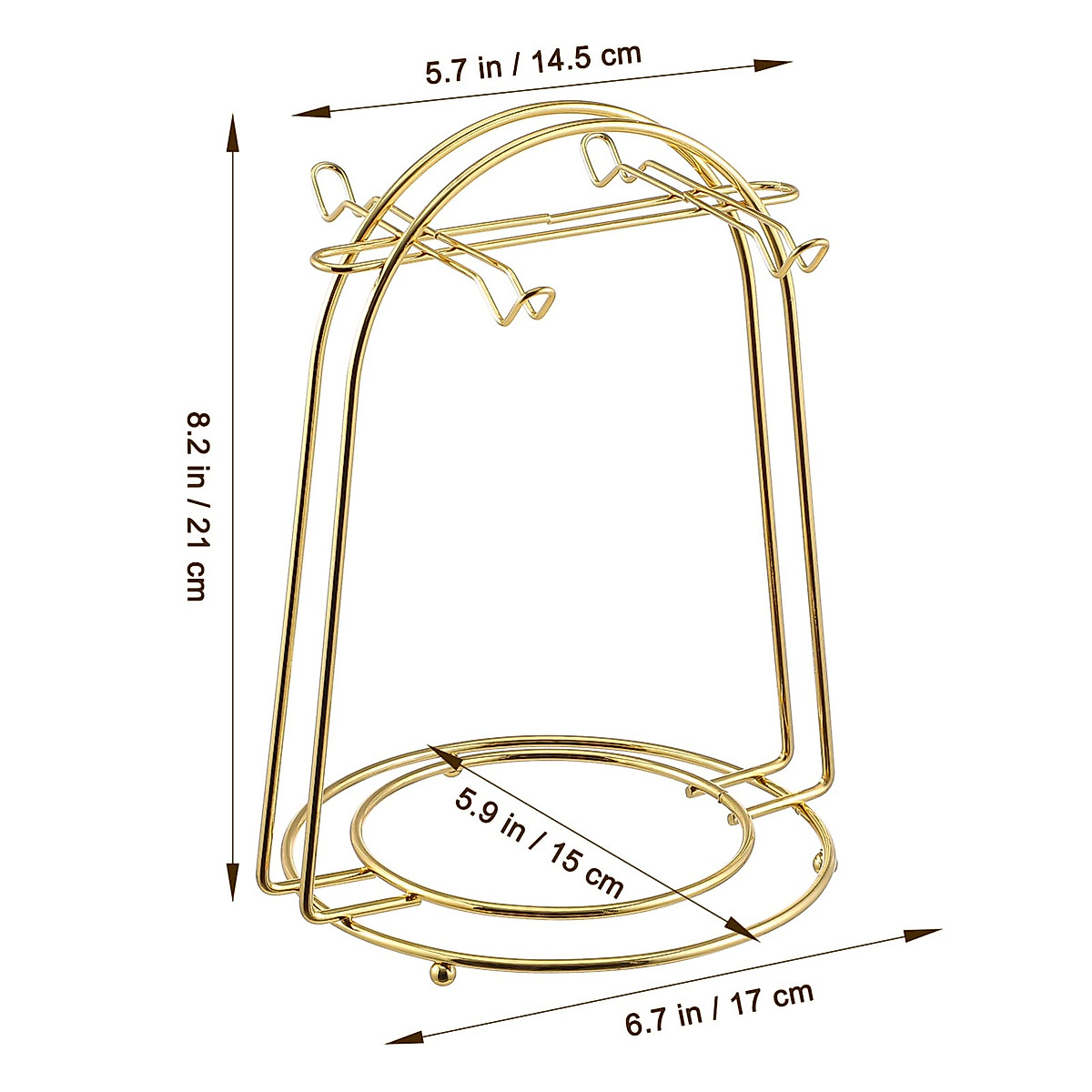 Toddmomy Iron Coffee Cup Holder Rack, Gold (8.25X6.68X5.89in), Storage for Home Kitchen Desktop