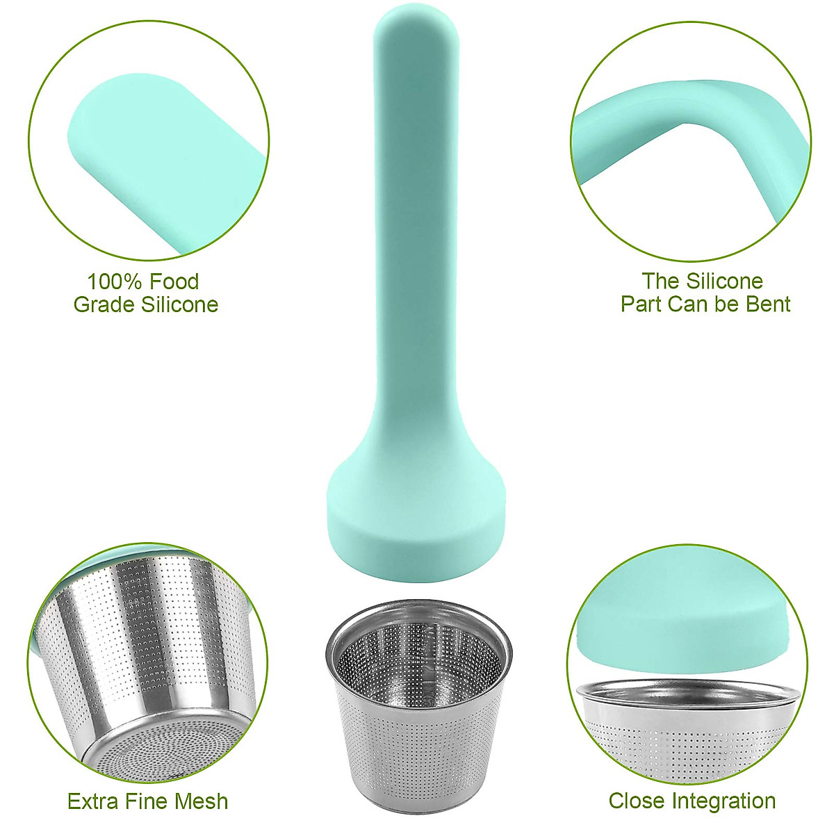 Fenshine Tea Infuser, Extra Fine Mesh Tea Cup Filter Silicone Handle Stainless Steel Tea Strainer Loose Tea Steeper for Loose Leaf Tea or Herbal Tea