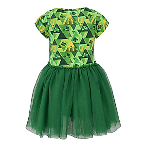 Girls Short Sleeve Tulle Tutu Dresses for Kid and Toddler Girl St Patricks Day Dress Outfit Sizes 18M-12Y (8 Years, Clovers)