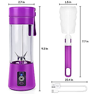 Portable Blender, MIAOKE Personal Mini Juice Blender, USB Rchargeable Juicer Cup with Six Blades in 3D, Smoothie Blender Home/Office/Outdoors, Dark purple