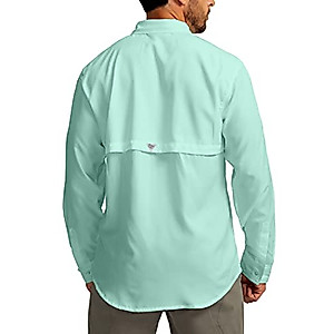 Men's Sun Protection Fishing Shirts Long Sleeve Travel Work Shirts for Men UPF50+ Button Down Shirts with Zipper Pockets(Arona Small)
