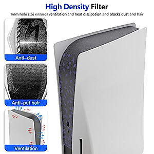 Dust Cover Net for PS5 Console, PS5 Heatsink Barrier Pets Hair Anti-dust Cover Dustproof for Playstation 5 Optical Drive Version/Digital Version Game Console Accessories. (Purple Lattice)