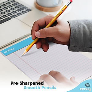 Enday #2 Pencils Bulk - 300 Pack, Pre-Sharpened Wood-Cased Pencils in Bulk with Latex-Free Eraser Top, Yellow Pencils for Office and Classroom Supplies